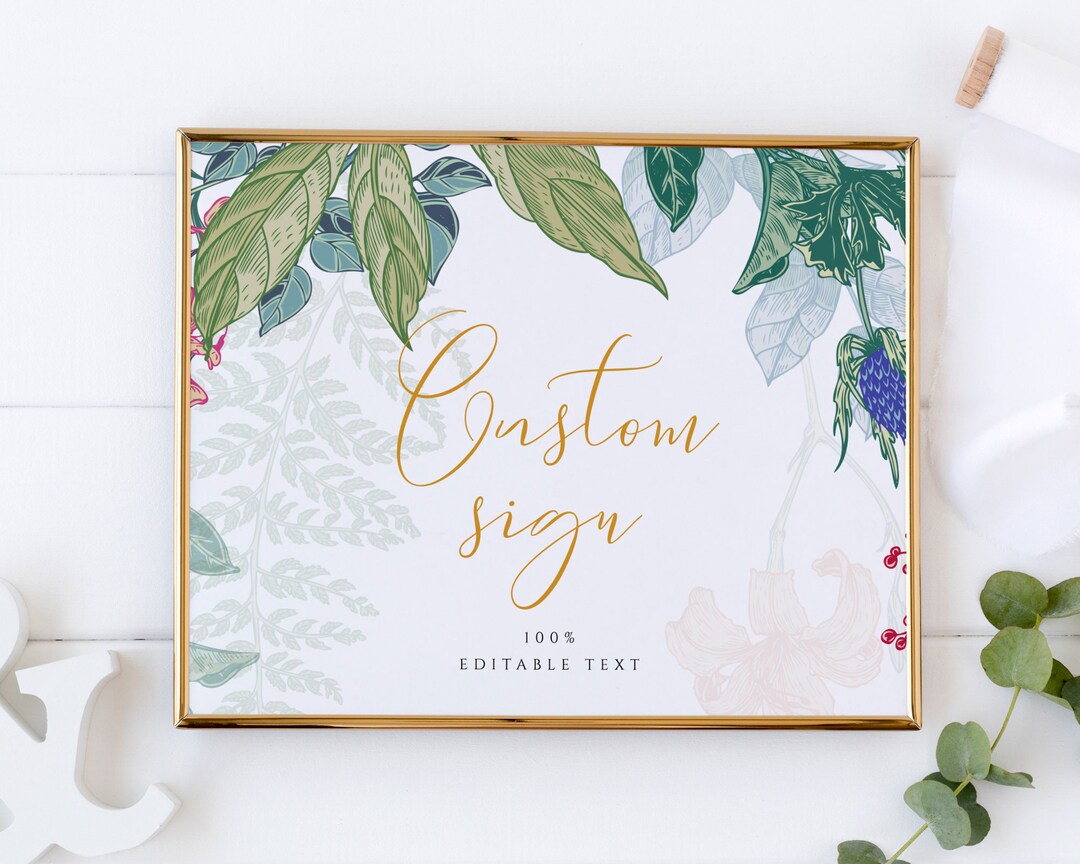 Wild Flowers Custom Sign, Wedding Sign, Instant Download, Printable ...