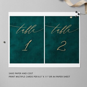 Emerald Green and Gold Wedding Table Number, Table Number Template ...