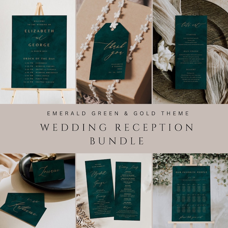 Emerald Green and Gold Wedding Bundle Wedding Reception - Etsy