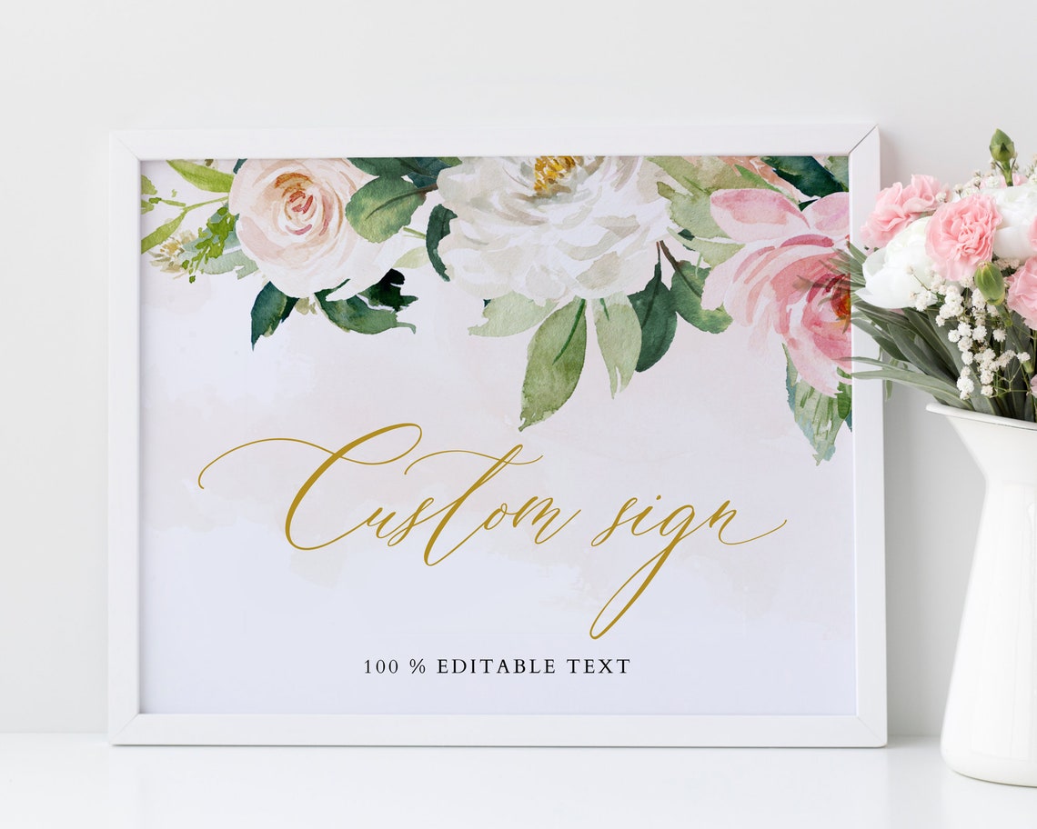 Ivory Blush Custom Sign Instant Download Printable Custom | Etsy