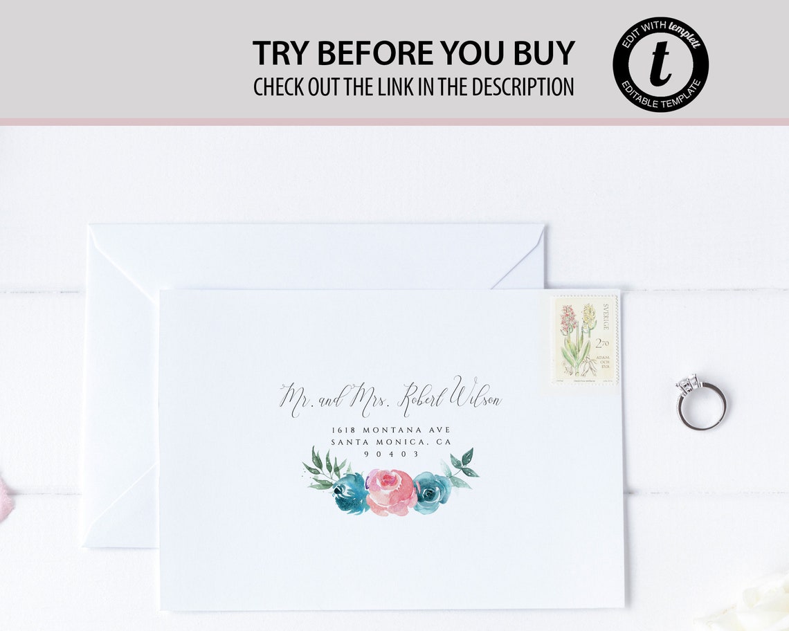 Printable Envelope Address Template, A7, A1 Envelope Template, Instant ...
