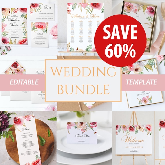 Wedding Bundle Wedding Invitation Bundle Template Instant - Etsy