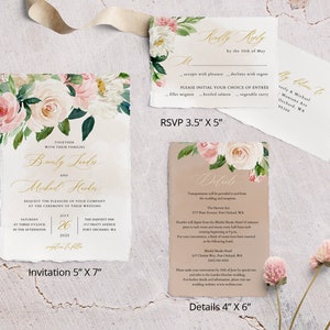 Ivory Blush Wedding Invitation Instant Download Printable - Etsy