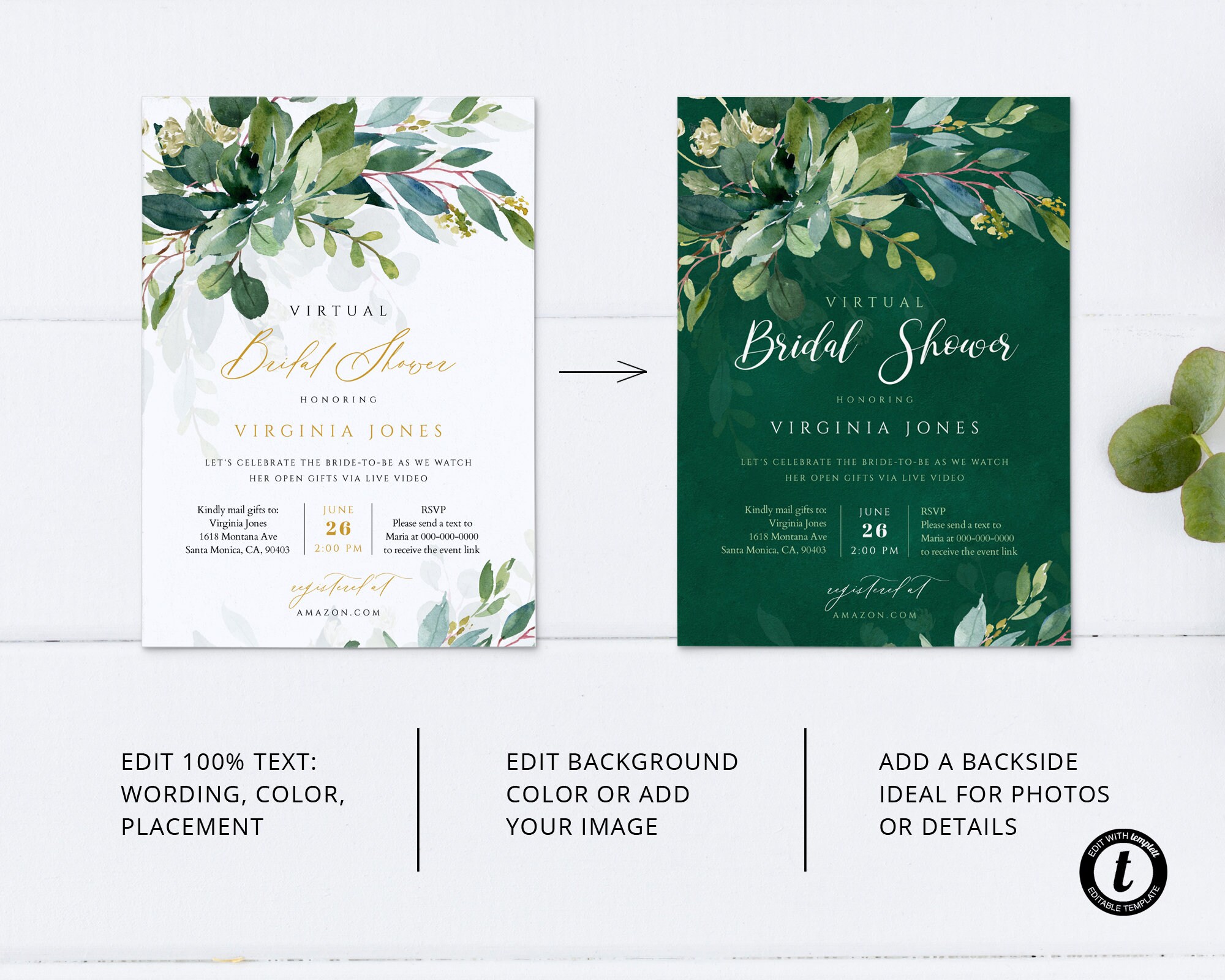 Virtual Bridal Shower Invitation Instant Download Editable - Etsy