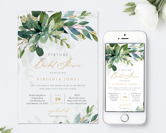 Virtual Bridal Shower Invitation Instant Download Editable | Etsy
