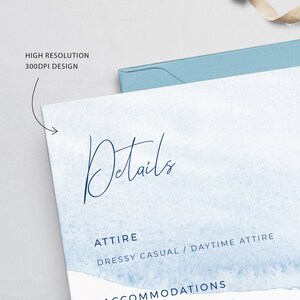 Light Blue Wedding Invitation Template, Watercolor Blue Wedding ...
