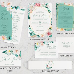 Mint Wedding Bundle, Wedding Invitation Bundle Template, Instant ...