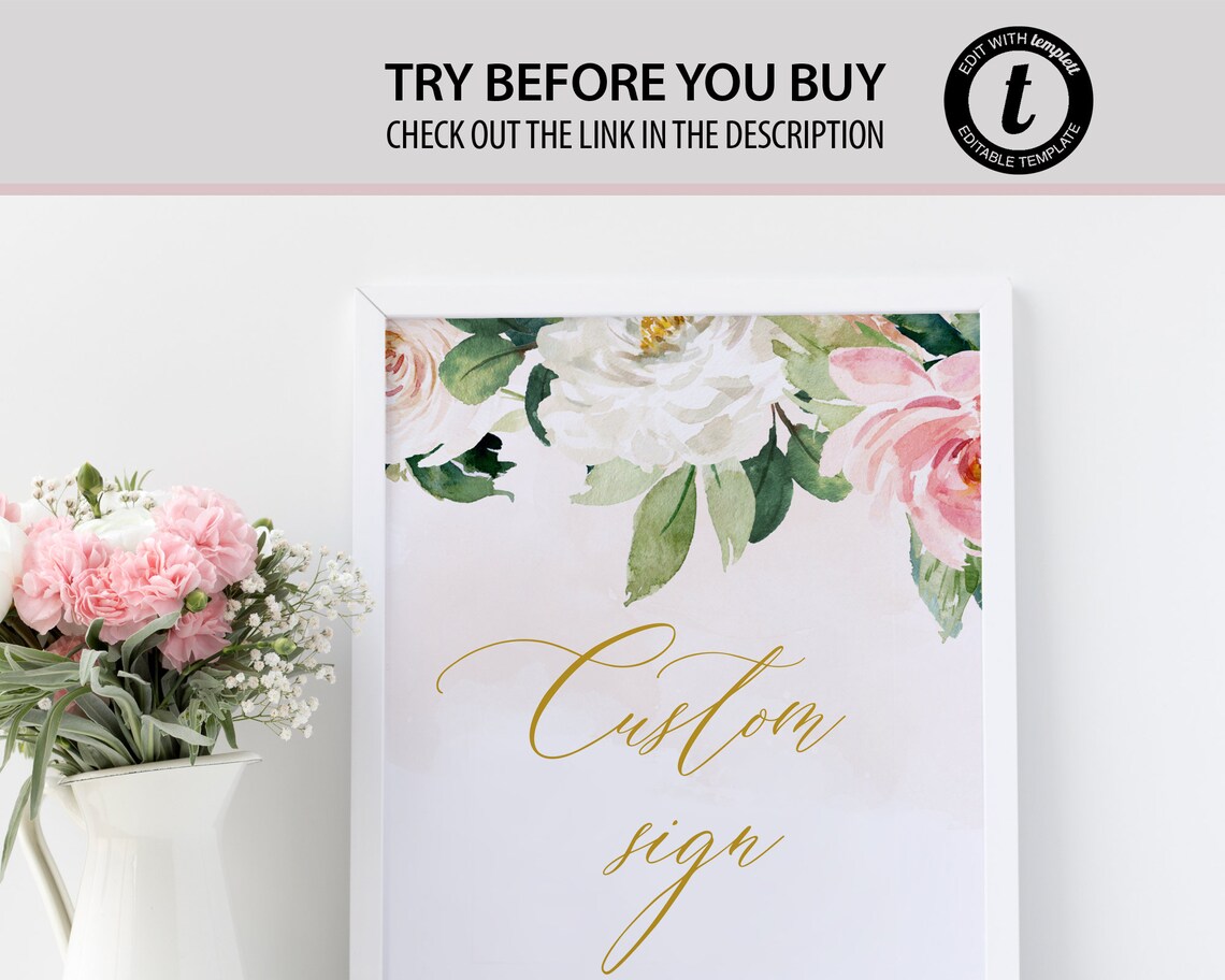 Ivory Blush Custom Sign Instant Download Printable Custom | Etsy