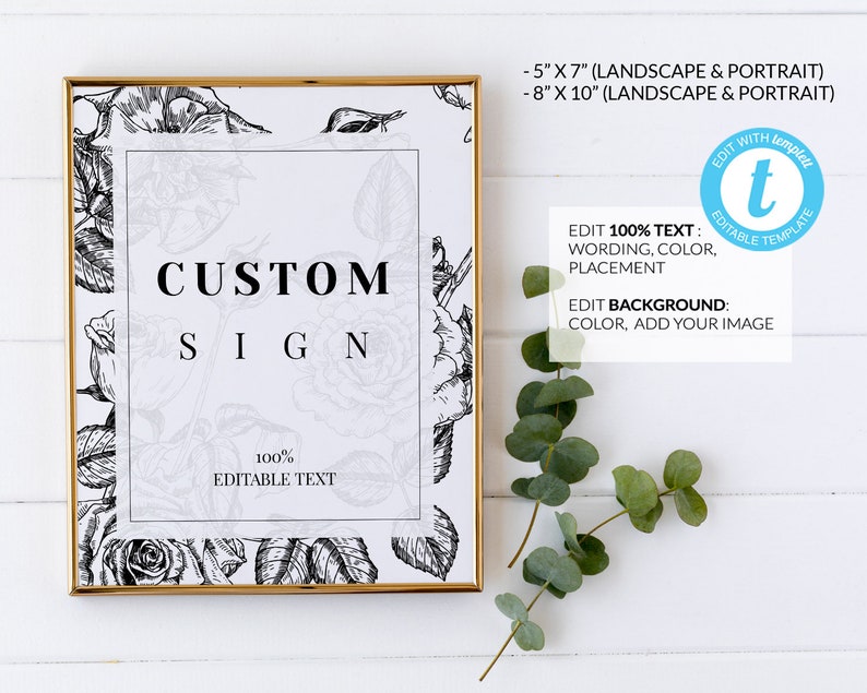 Graphic Custom Sign Wedding Sign Instant Download Printable - Etsy