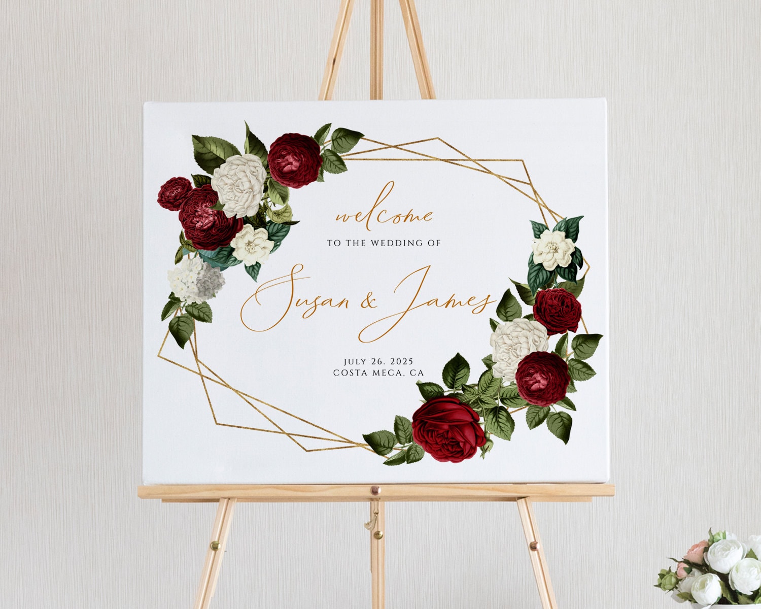 Burgundy Wedding Welcome Sign Editable Welcome Sign Template - Etsy ...