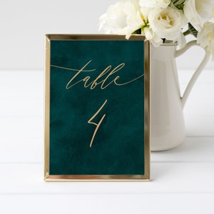Emerald Green and Gold Wedding Table Number, Table Number Template ...