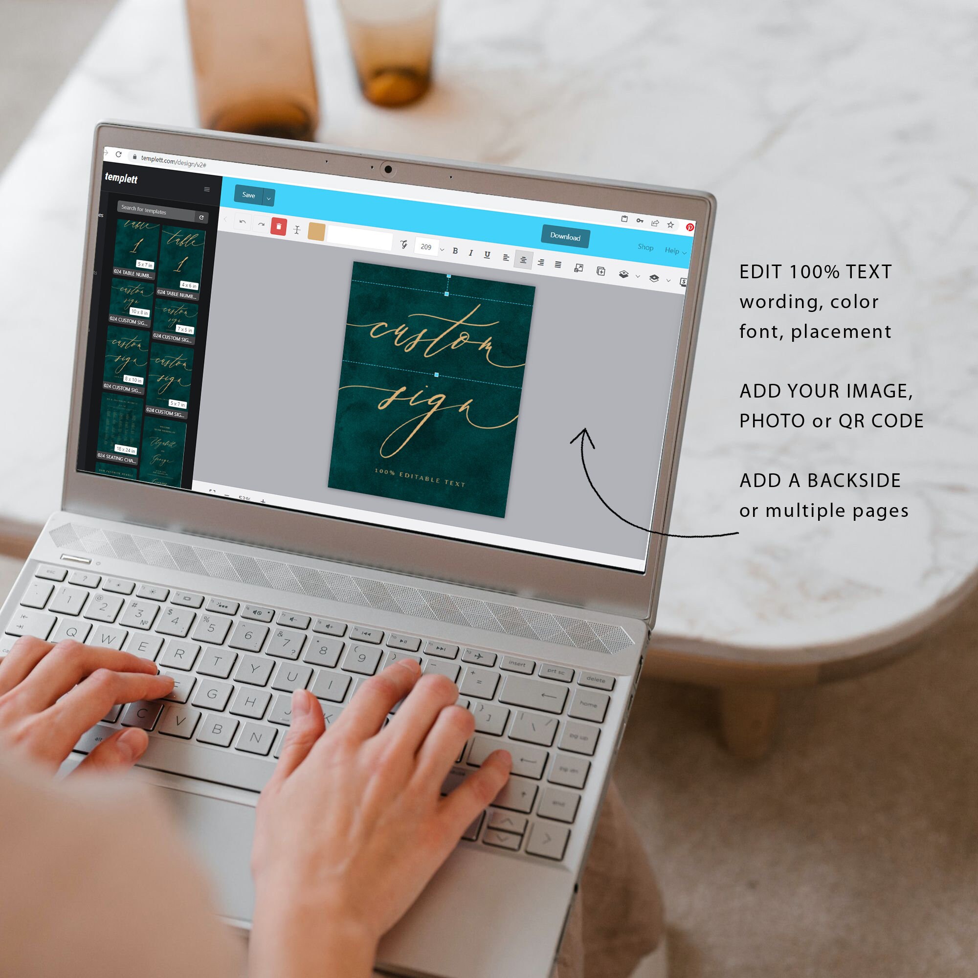 Emerald Green Gold Wedding Custom Sign, Printable Wedding Sign Template ...