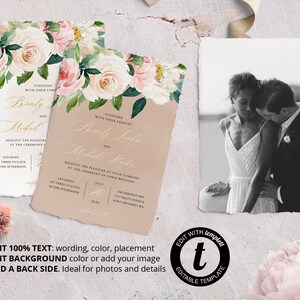 Ivory Blush Wedding Invitation Instant Download Printable - Etsy