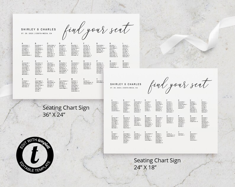 Alphabetical Seating Chart Template Instant Download - Etsy