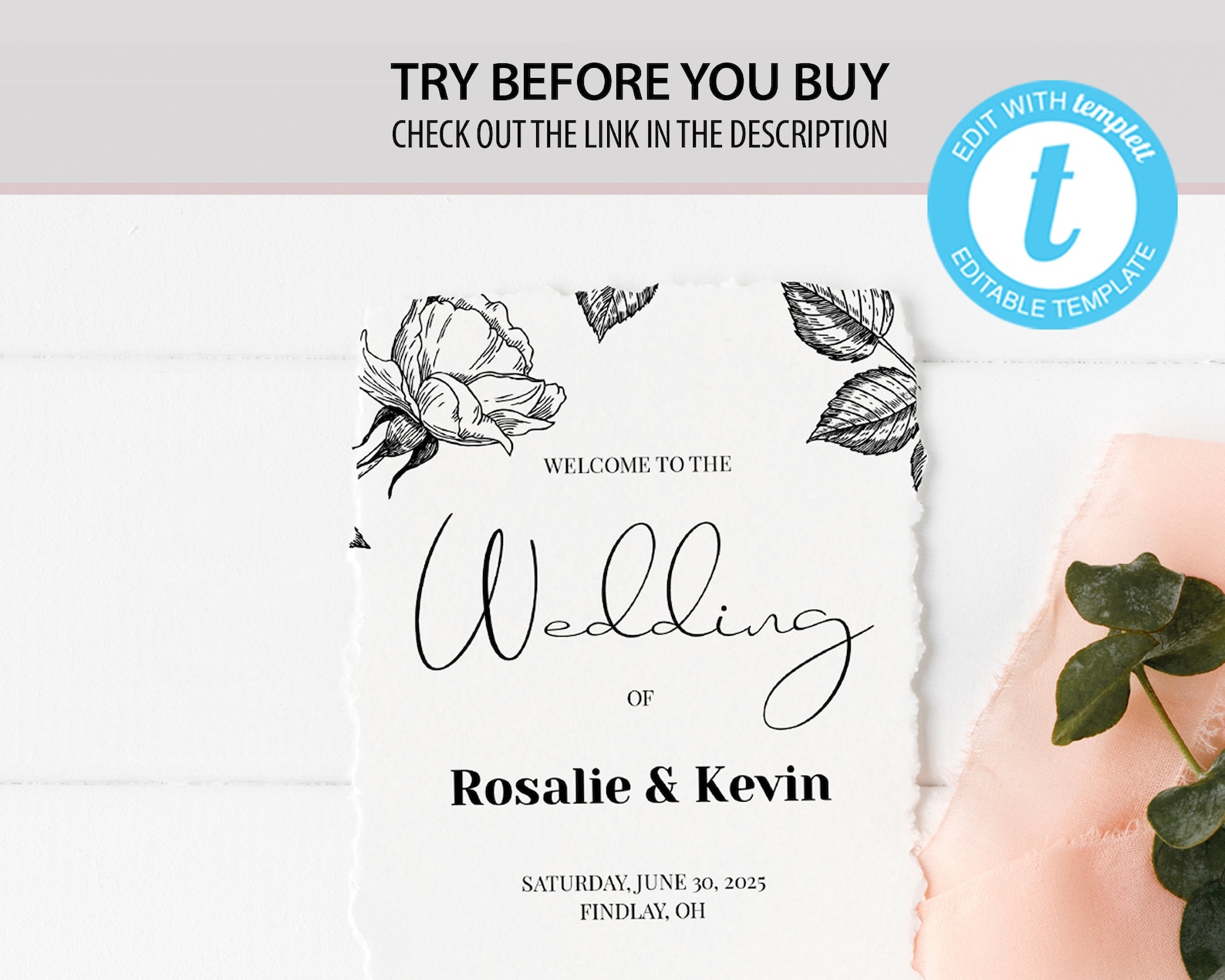 Black and White Wedding Program Printable Wedding Program - Etsy