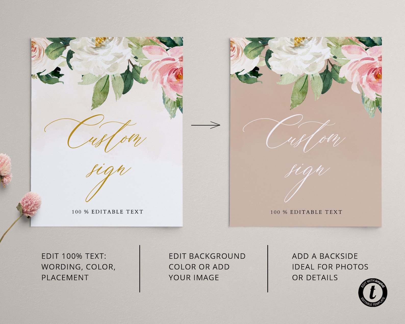 Ivory Blush Custom Sign Instant Download Printable Custom | Etsy