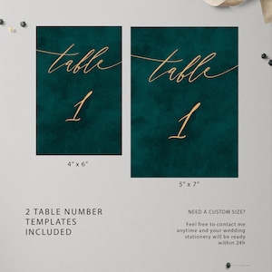 Emerald Green and Gold Wedding Table Number, Table Number Template ...