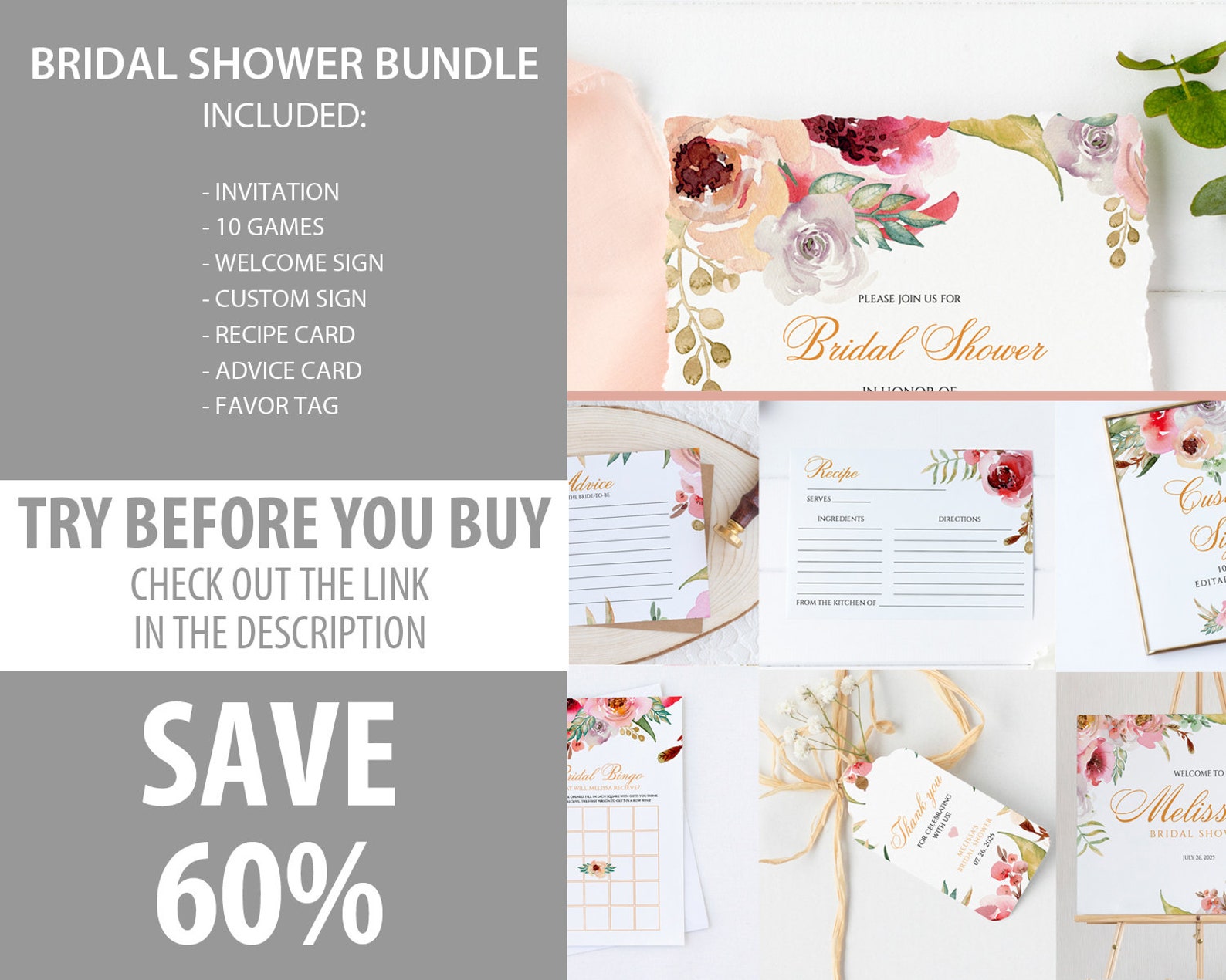 Bridal Shower Bundle Instant Download Bridal Shower - Etsy