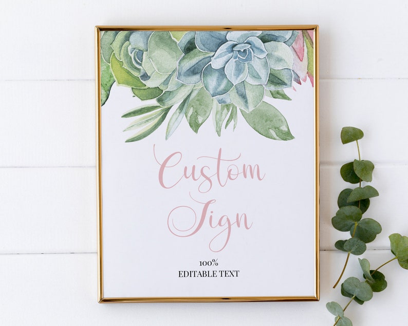 Greenery Custom Sign Wedding Sign Instant Download | Etsy
