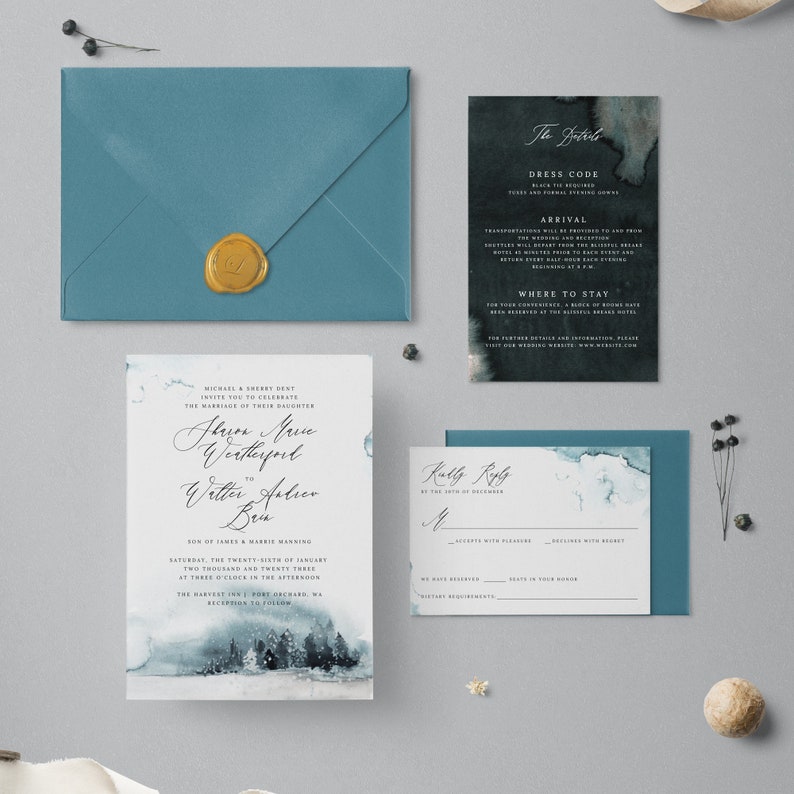Dreamy Wedding Invitation Template Instant Download Editable - Etsy