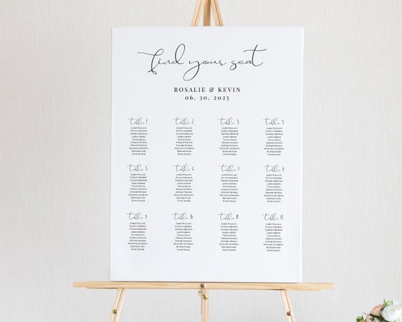 Minimalist Seating Chart Template Instant Download Editable | Etsy
