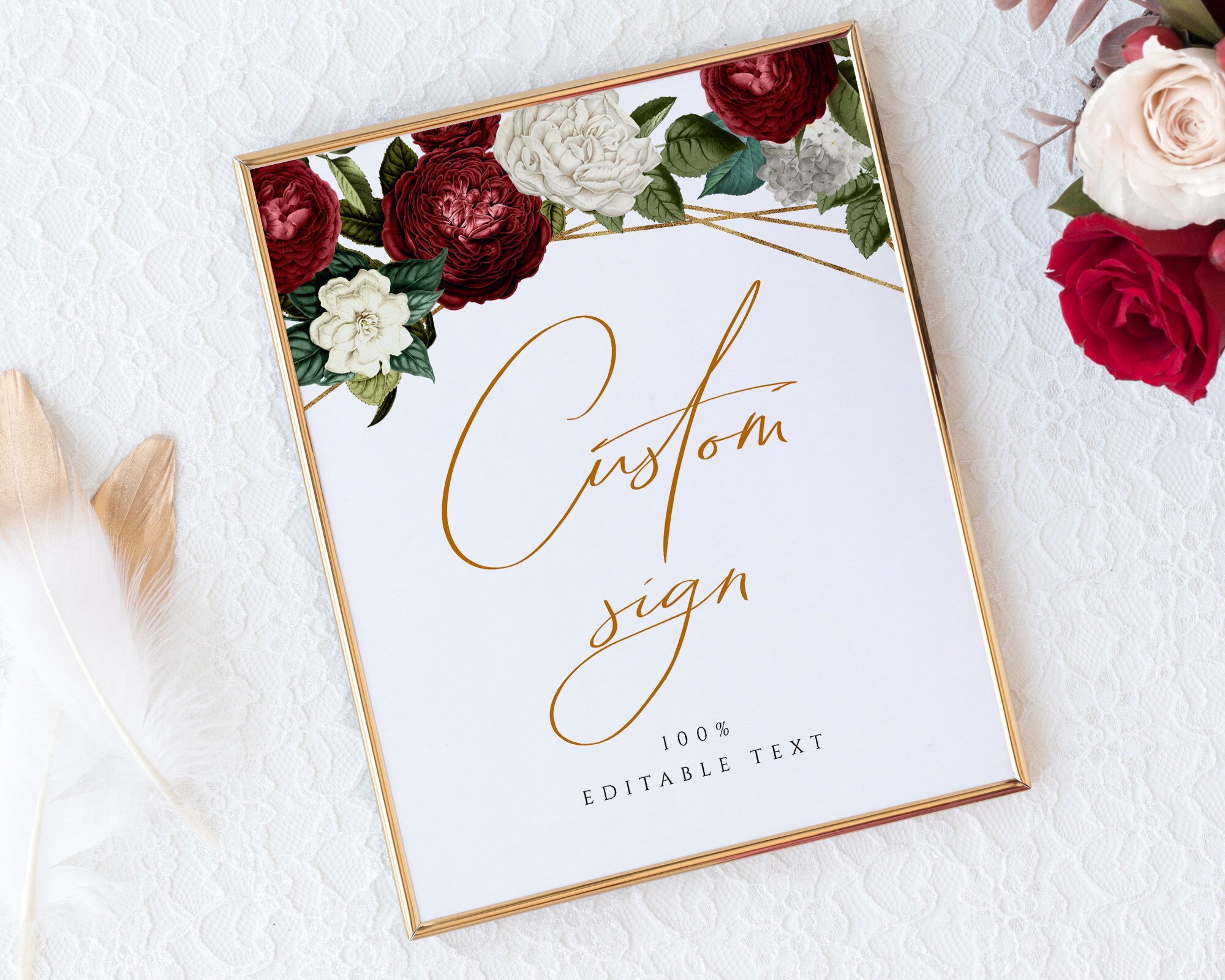 Burgundy Custom Sign Wedding Sign Instant Download | Etsy