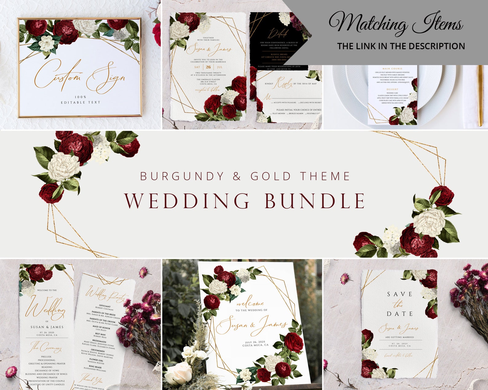 Burgundy Custom Sign, Wedding Sign, Instant Download, Printable Custom ...
