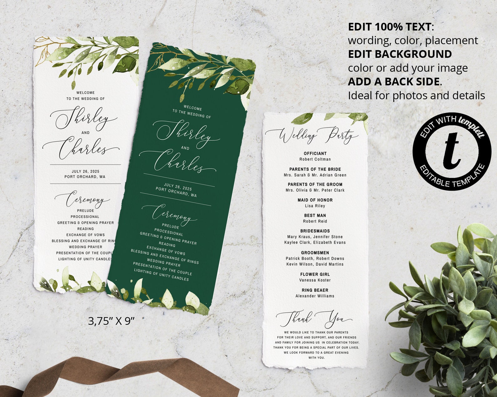 Bohemian Wedding Program Printable Wedding Program Template - Etsy
