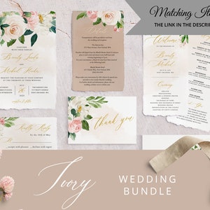 Ivory Blush Wedding Invitation Instant Download Printable - Etsy