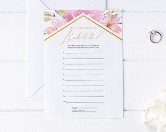 Editable How Old Was the Bride Game Editable Bridal Shower - Etsy