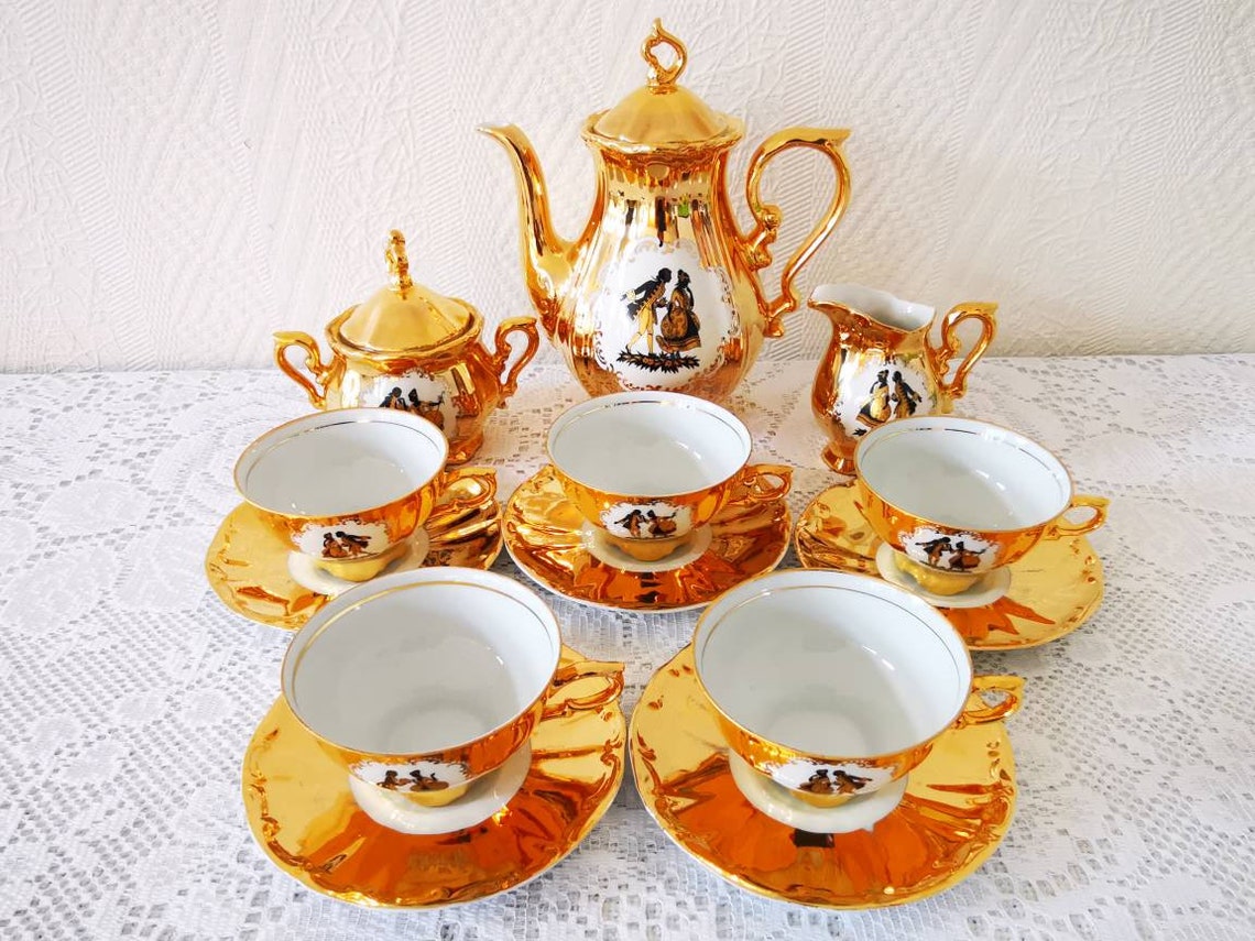 6 Porcelain Gold Bavaria Mocca/ Coffee Set Germany - Etsy