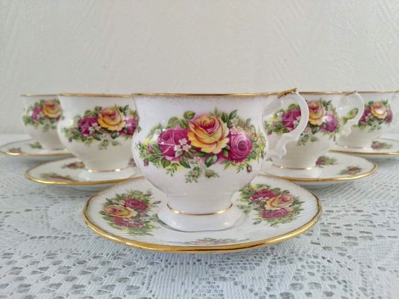 Set of 6 Elizabethan Tea cup And Saucer Porcelain English | Etsy