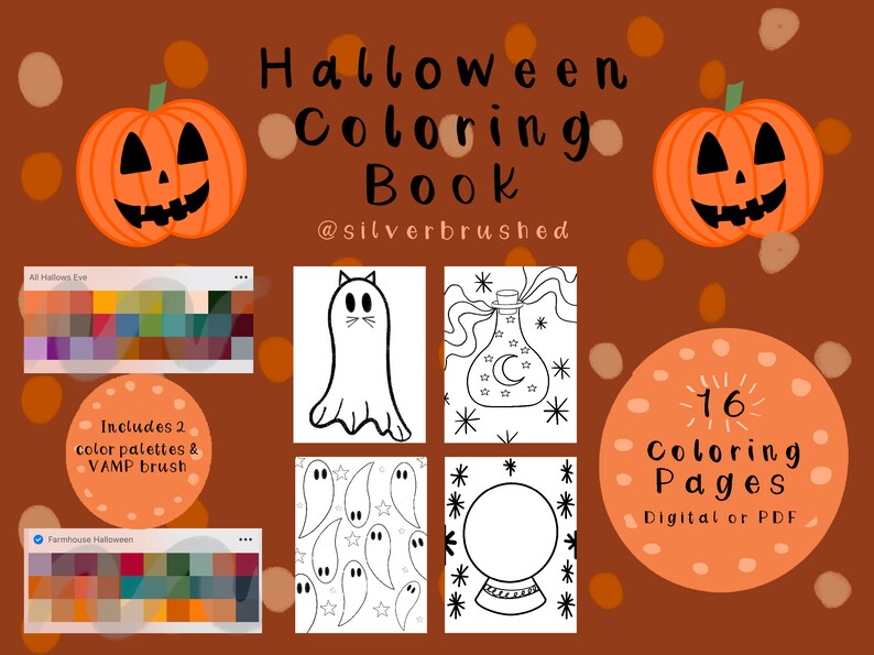 Digital Halloween Coloring Book - Etsy