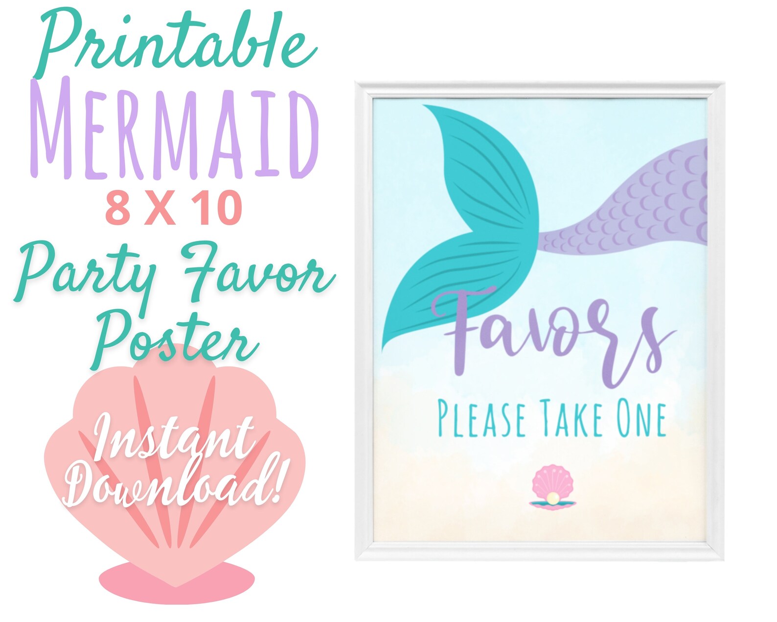 Mermaid Birthday Poster Mermaid Party Favor Poster Mermaid - Etsy 日本
