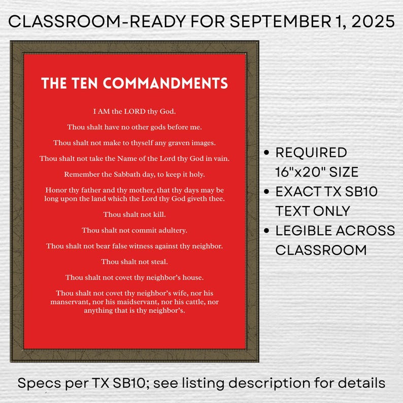 Ten Commandments Poster Bundle: Texas SB10 Classroom Decor (digital ...