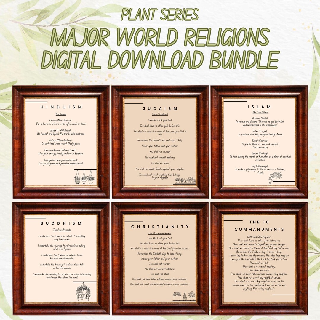 World Religion Posters: Plant Series Classroom Decor (digital Download ...
