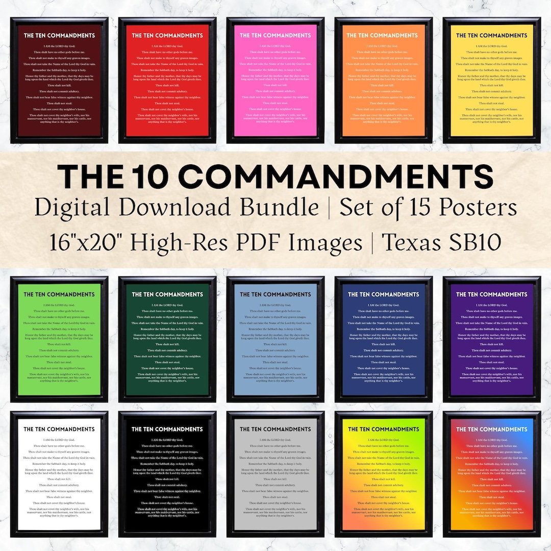 Ten Commandments Poster Bundle: Texas SB10 Classroom Decor (digital ...