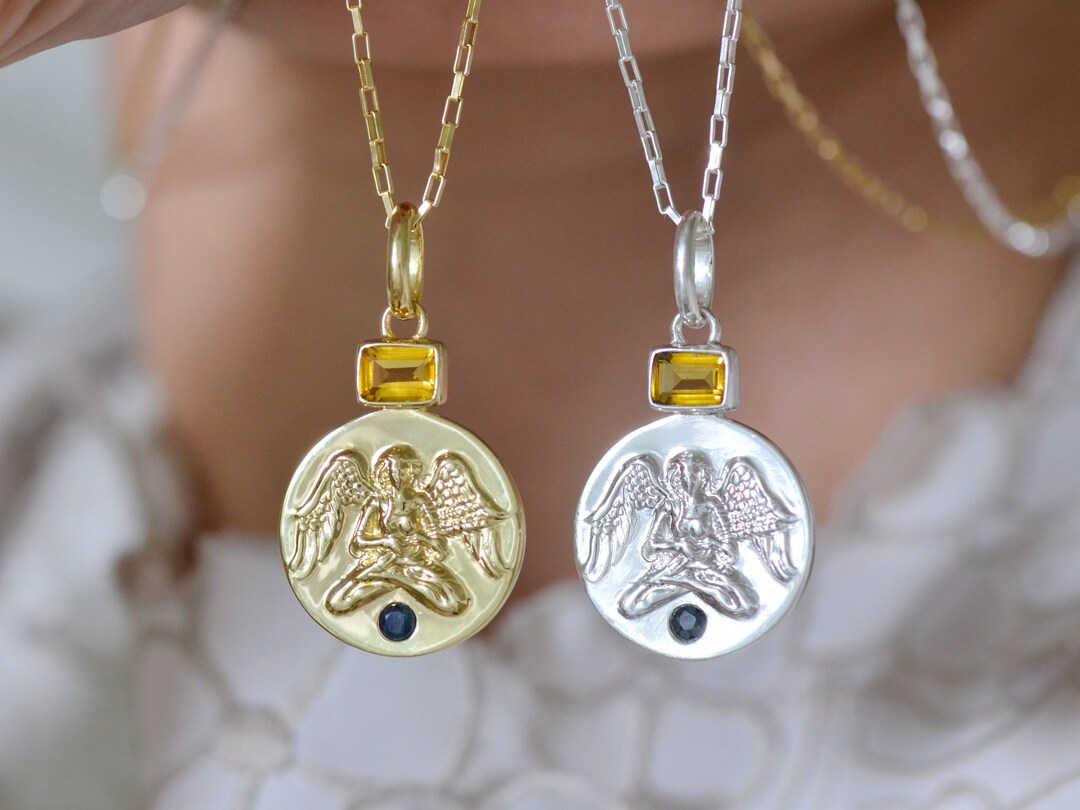Solid Silver Persephone Necklace Goddess Greek Mythology Charm Embossed ...