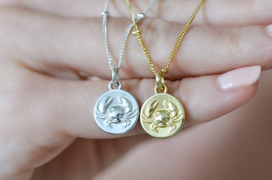 Solid Sterling Silver Dainty Cancer Zodiac Necklace Crab Necklace ...