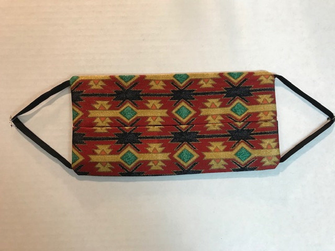 Face Mask: Rust Multi Ikat With Blue Back - Reversible - Etsy