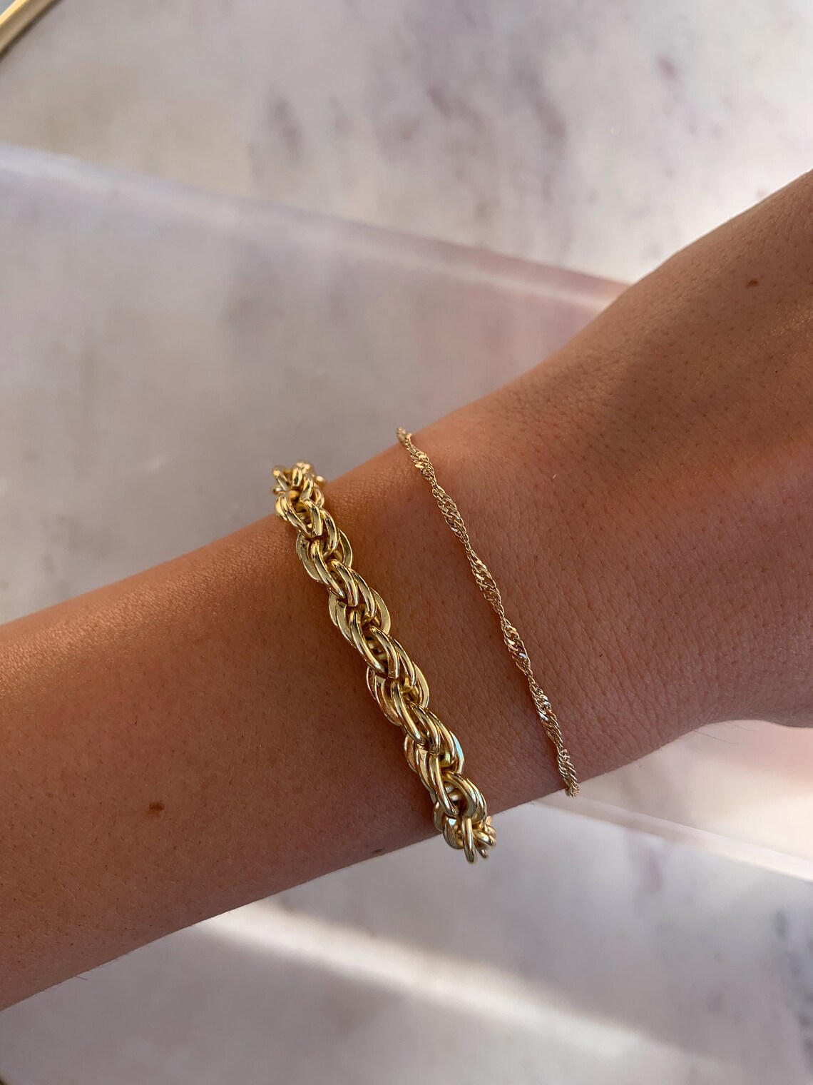 Capri Bracelet Delicate Chain Bracelet Dainty Twist Chain - Etsy