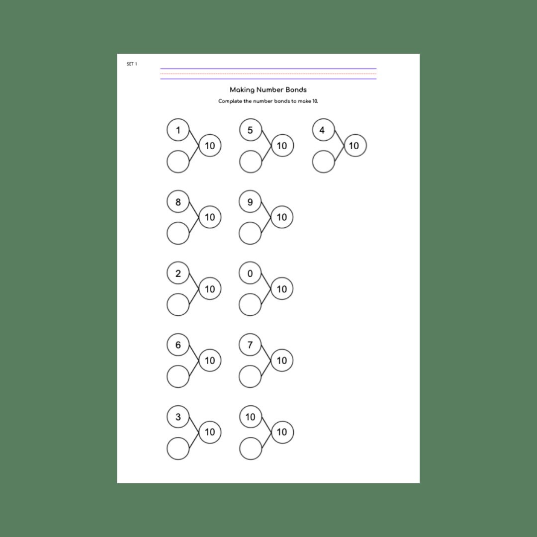 Number Bonds 1 - 10 | Subtraction Practice | Seatwork | Subtraction ...