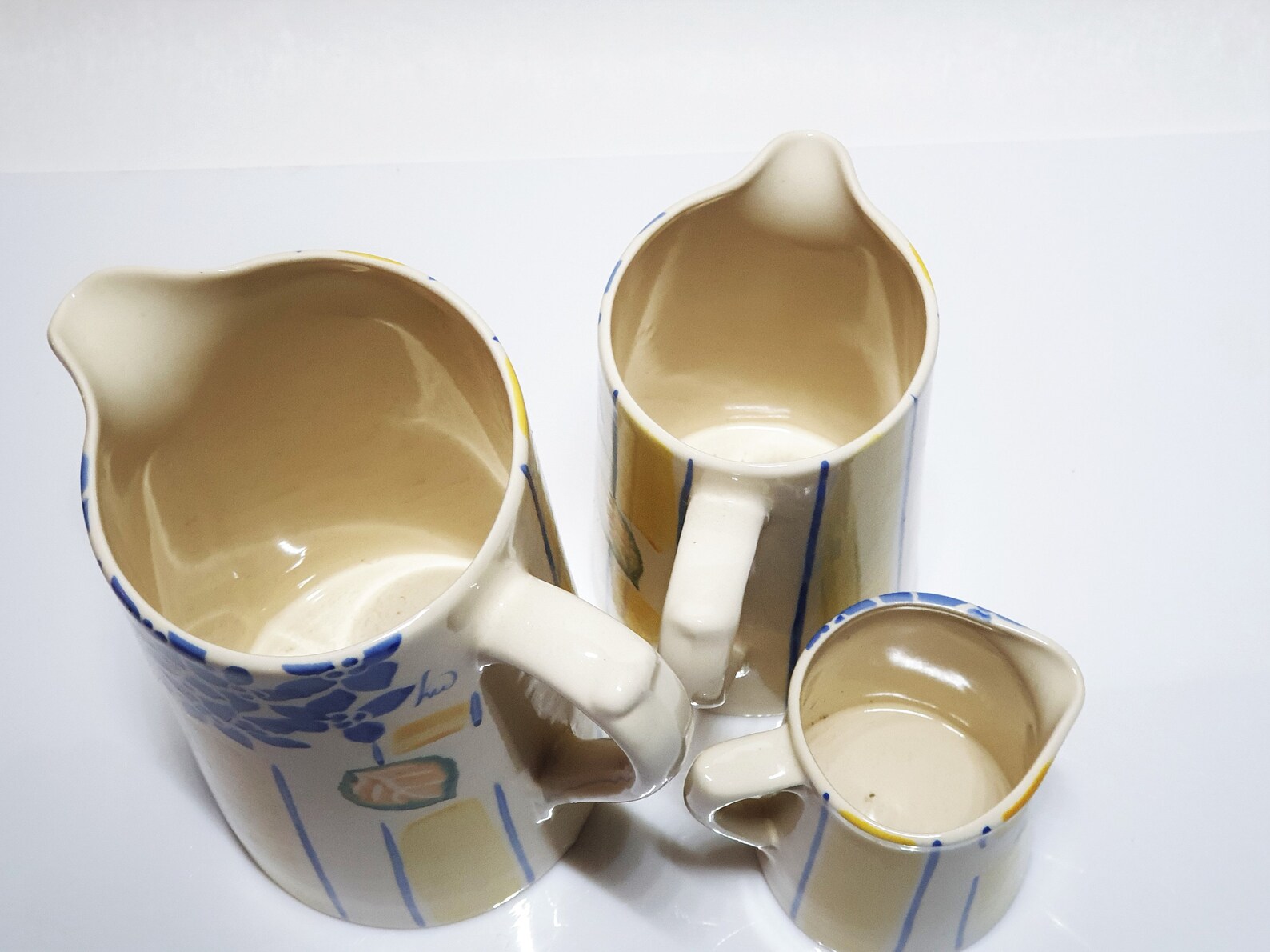 Vintage Original English Country Pottery Pitcher Set Three | Etsy