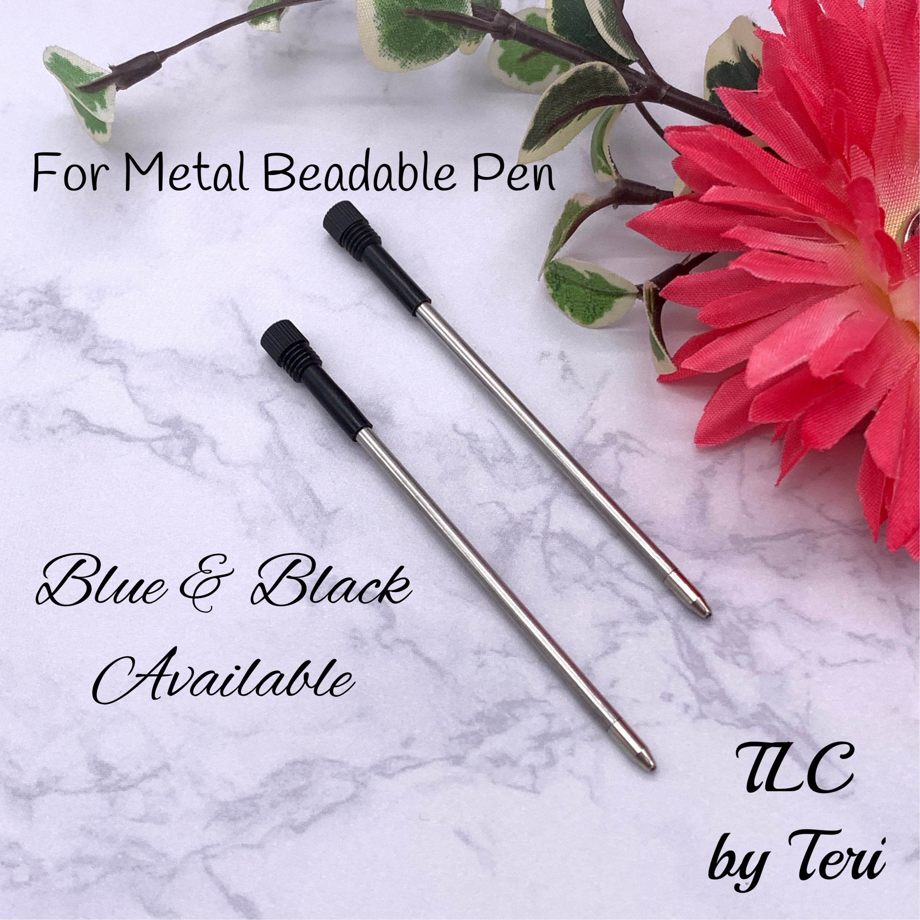 Beaded Pen Ink Refill/metal Beadable Pen Ink Refills/blue and Black - Etsy