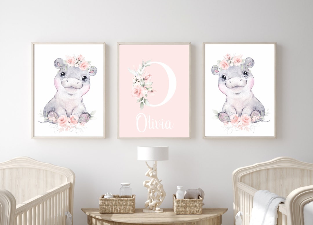 Girl Nursery Decor, Baby Girl Room Decor, Safari Floral Animal Nursery ...