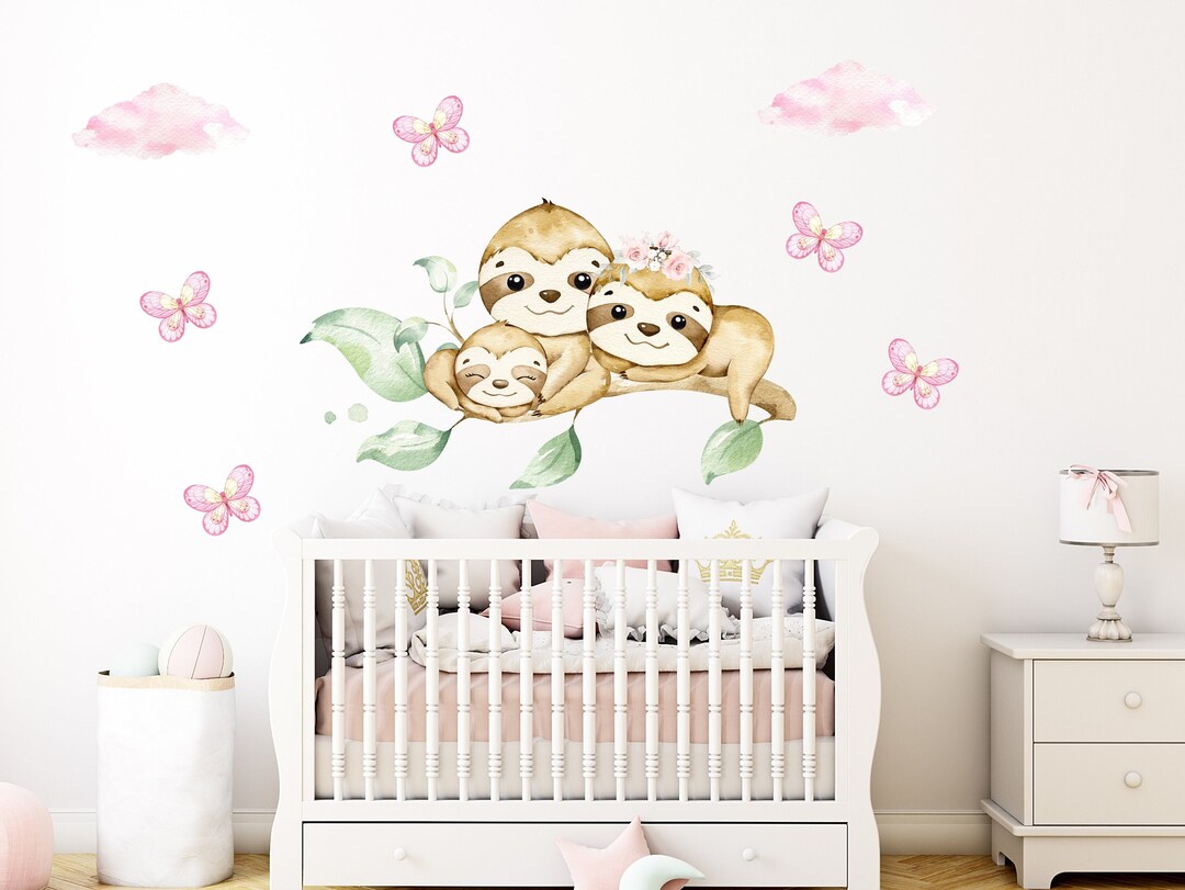 Sloth Family Nursery Wall Decal: Watercolor Jungle Decor - Etsy