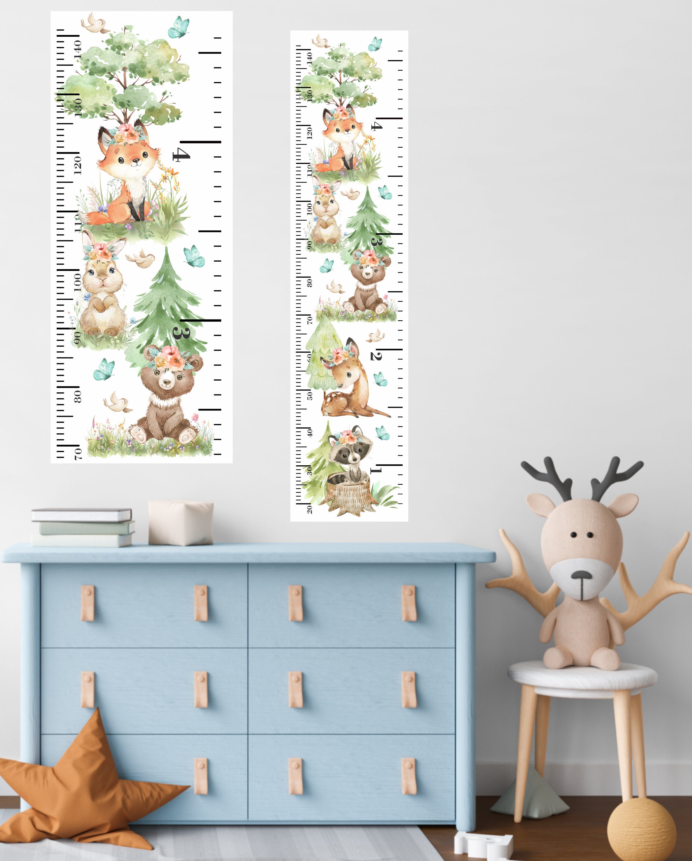 Woodland Animals Fabric Growth Chart: Removable Nursery Wall Decal - Etsy