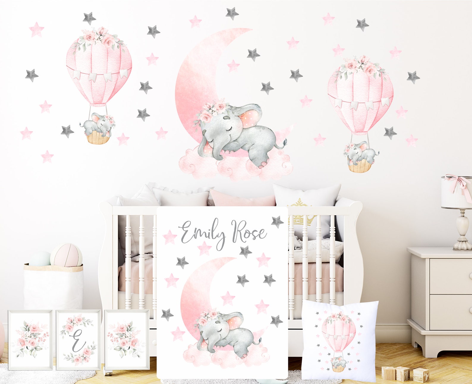 Nursery Elephant Collection Baby Girl Bedroom Set Elephant - Etsy
