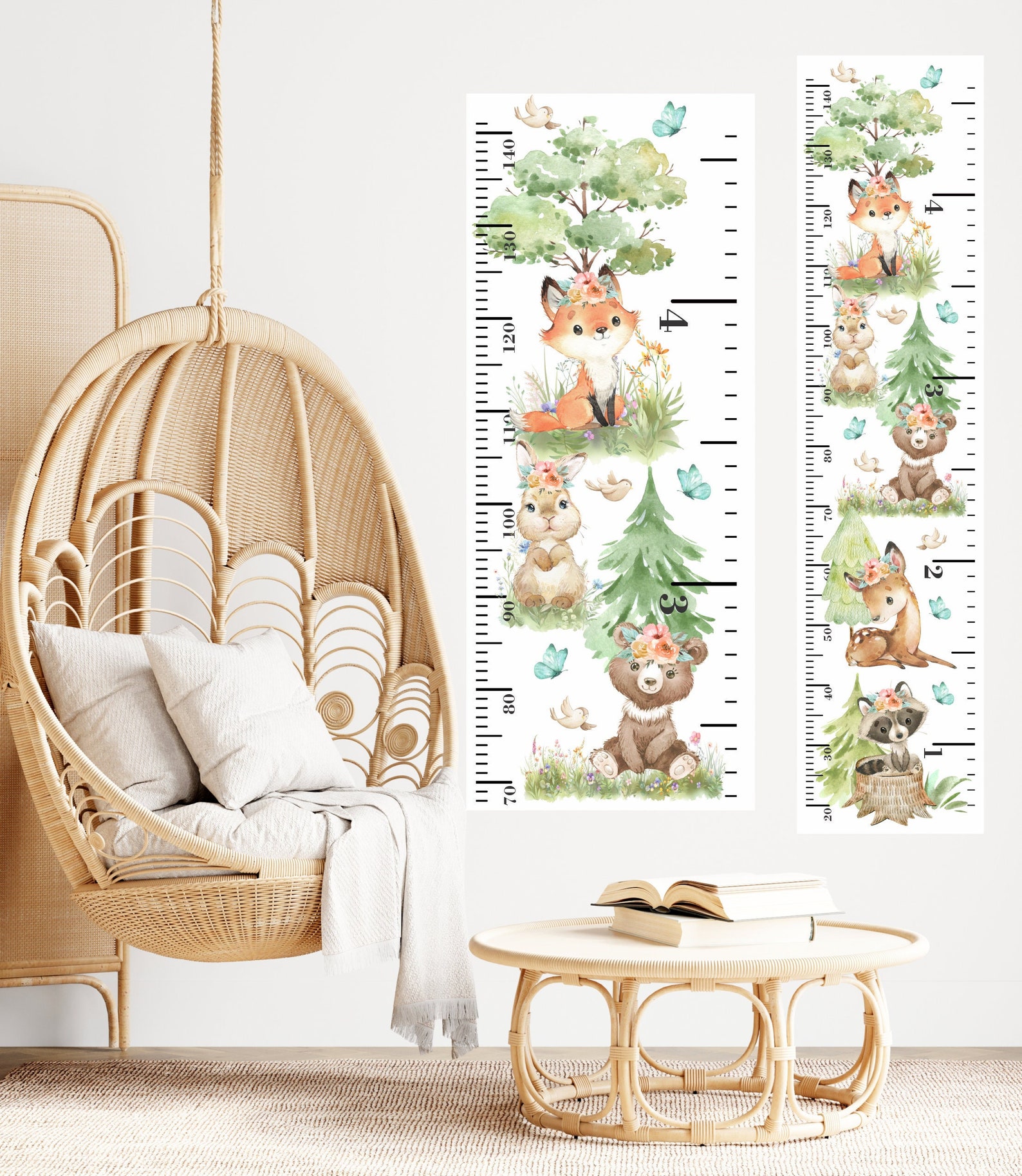 Woodland Animals Fabric Growth Chart: Removable Nursery Wall Decal - Etsy