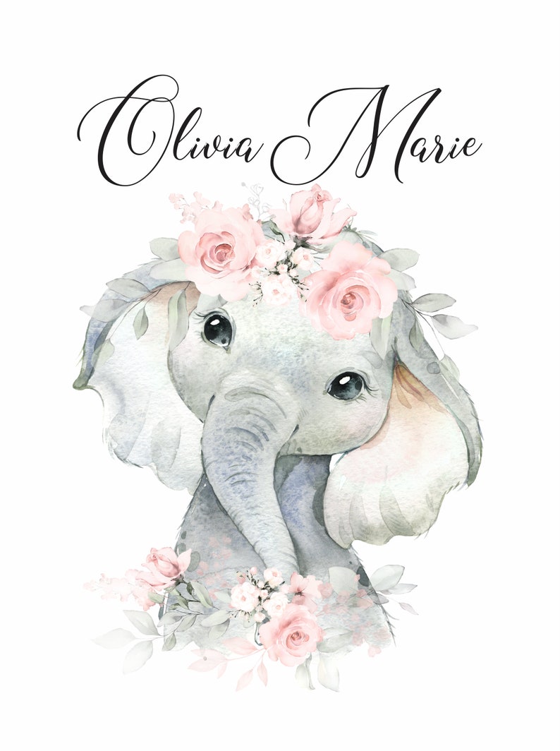 Personalized Baby Blanket Girl Elephant Baby Name | Etsy